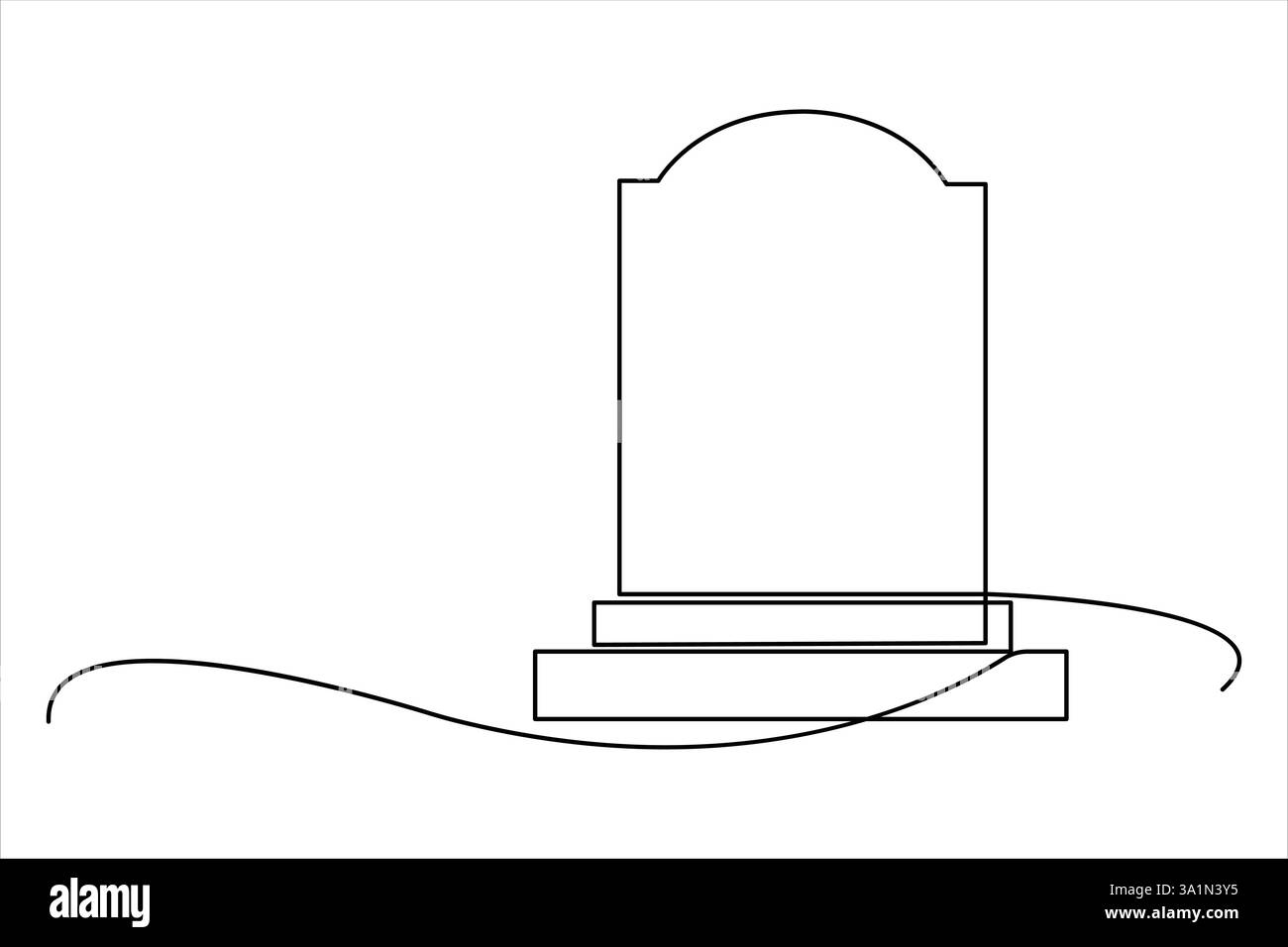 Gravestone R.I.P continuous one line art drawing of Halloween, grave ...