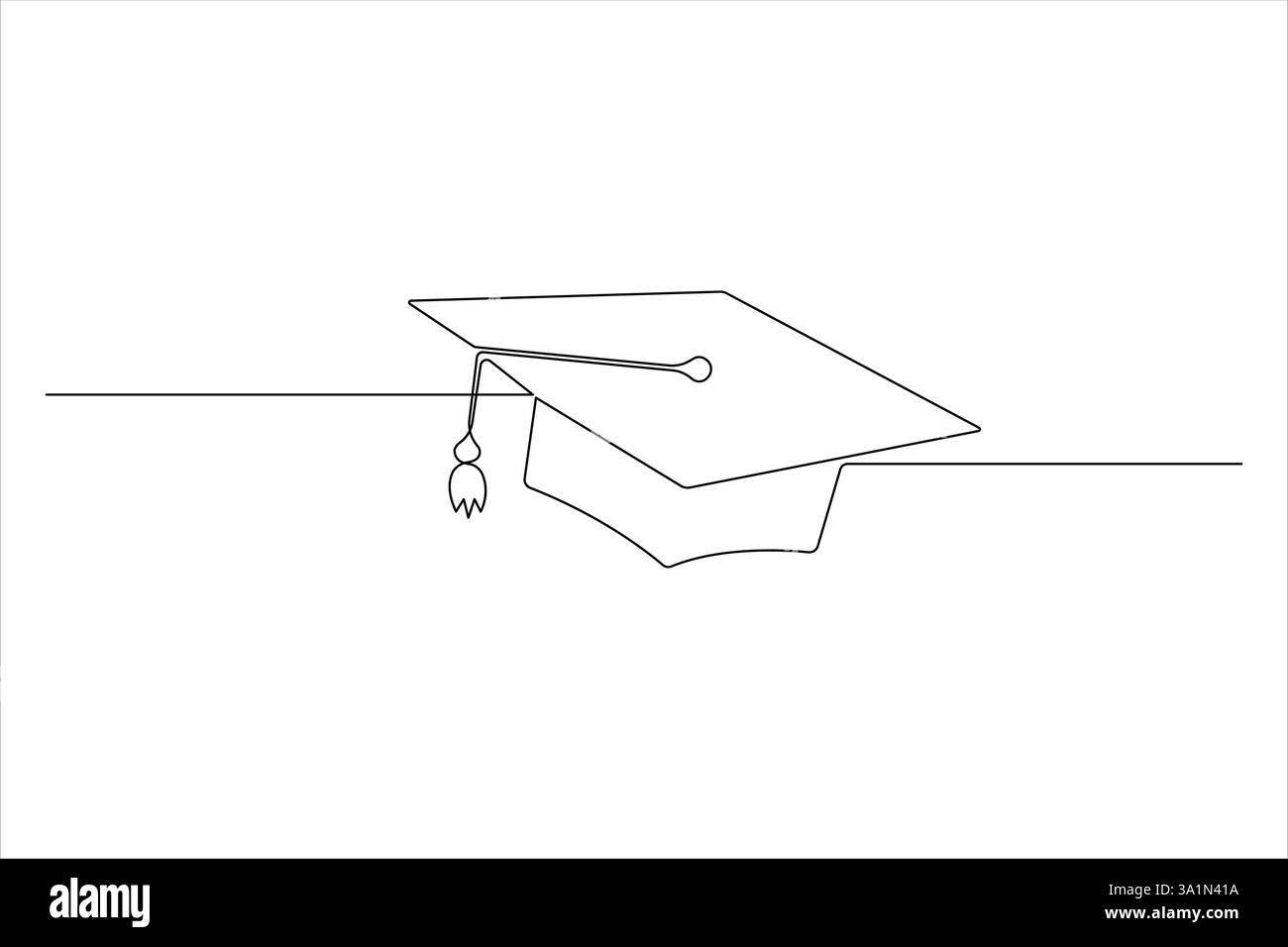 Continuous cap one line art drawing of graduation hat concept outline ...