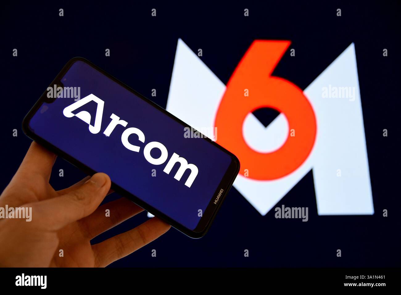 March 7, 2025, France: In this photo illustration, Arcom company logo ...