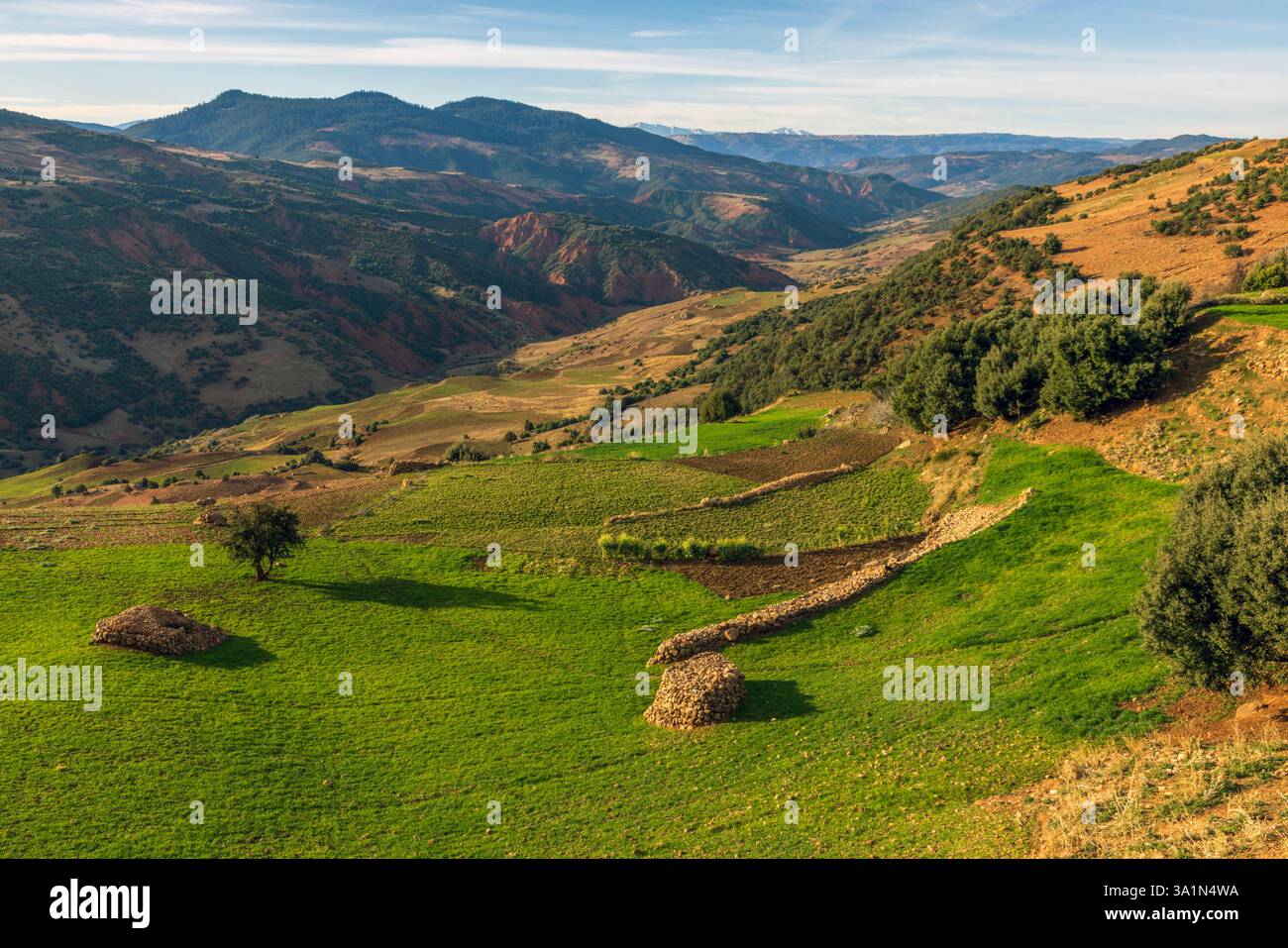 A small mountain road in Morocco's Khenifra Province, through the ...