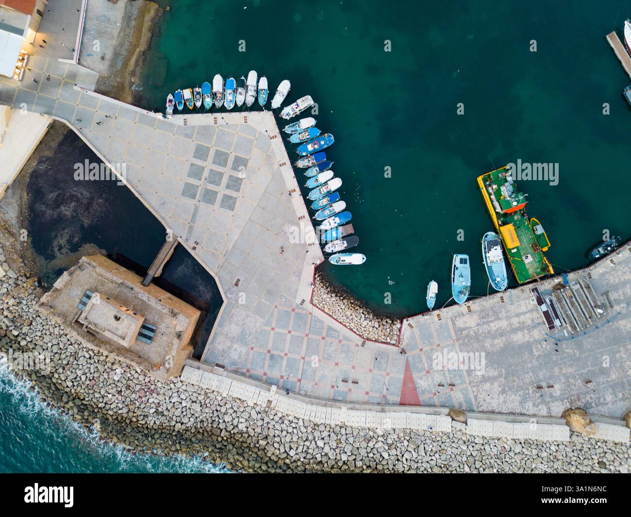 Generic aerial view of harbour city of Paphos, island of Cyprus. Paphos ...