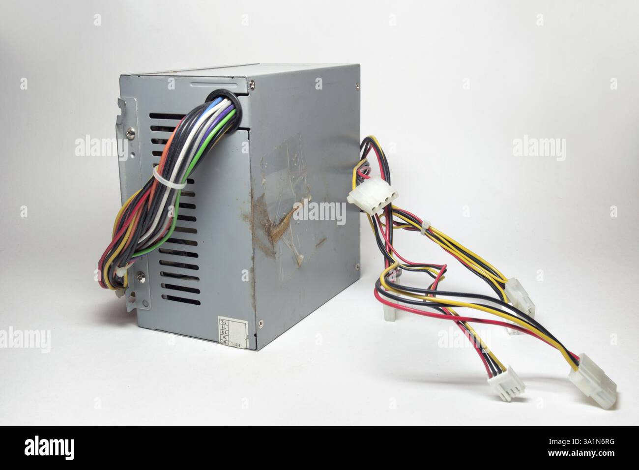 computer ATX power supply unit front side with ventilation openings ...