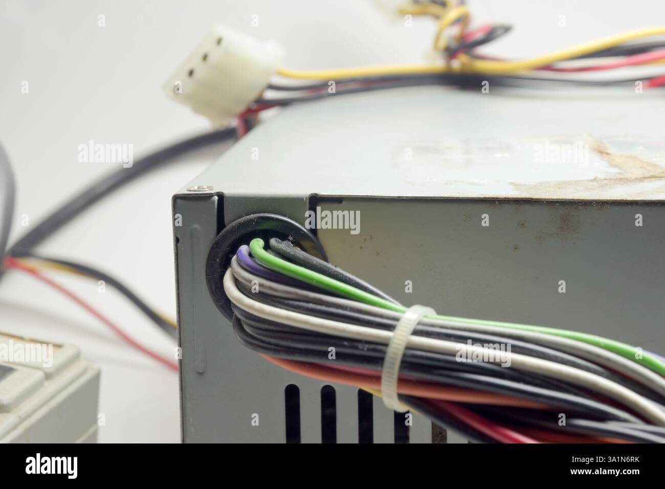 computer ATX non-modular power supply unit front side with ventilation ...