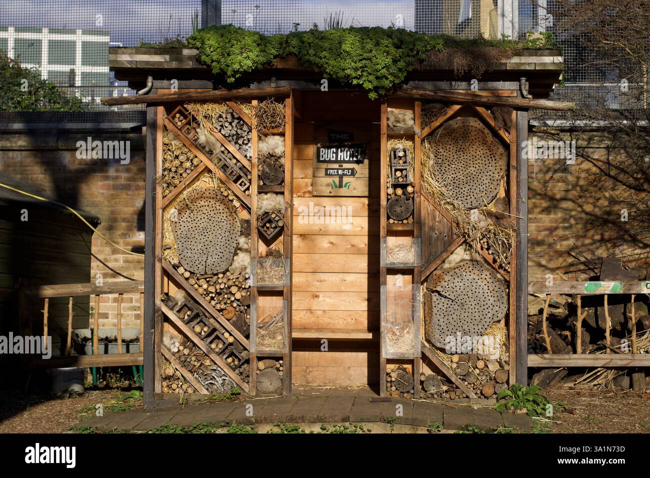 Bug hotel, Spitalfields City Farm Stock Photo - Alamy