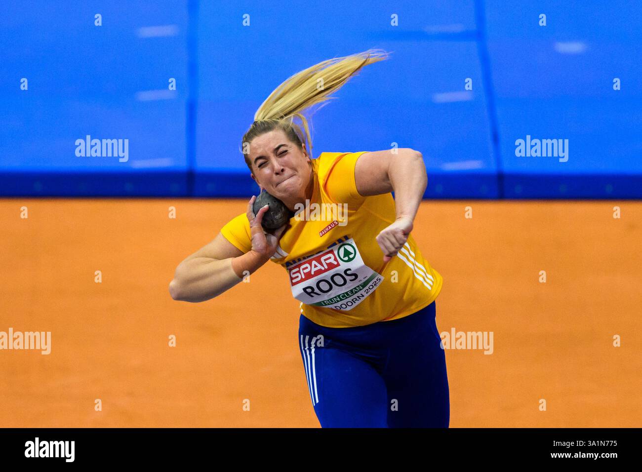 Fanny Roos of, Sweden. , . competes in women's shot put final during ...