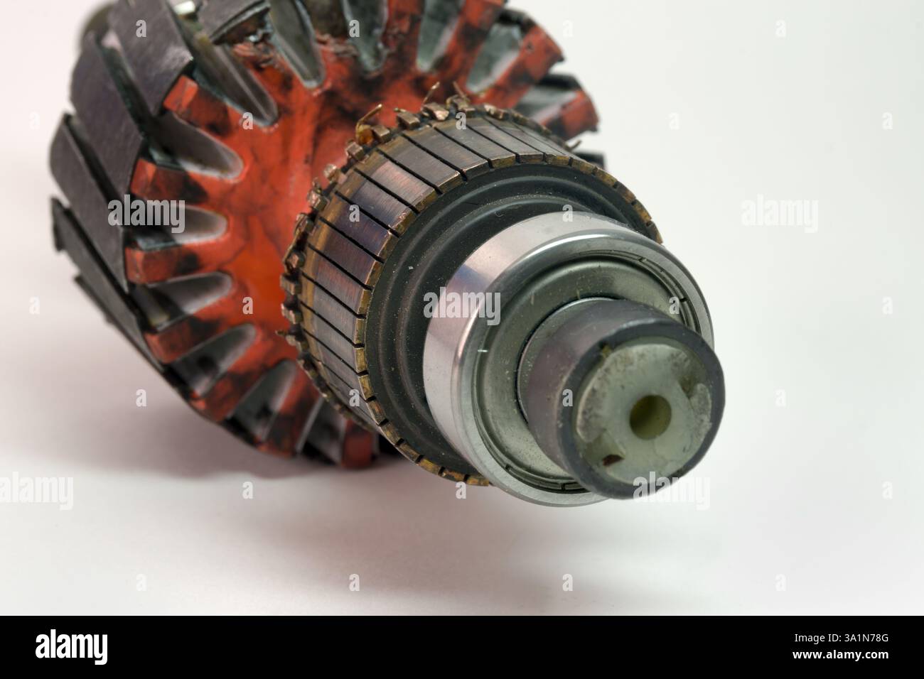 commutator of rotor closeup. bearing and magnetic circuit of rotor ...