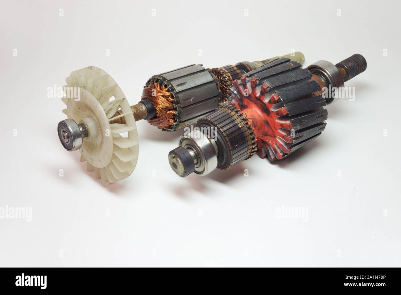 couple of rotors of household appliances DC motors. with impeller and ...