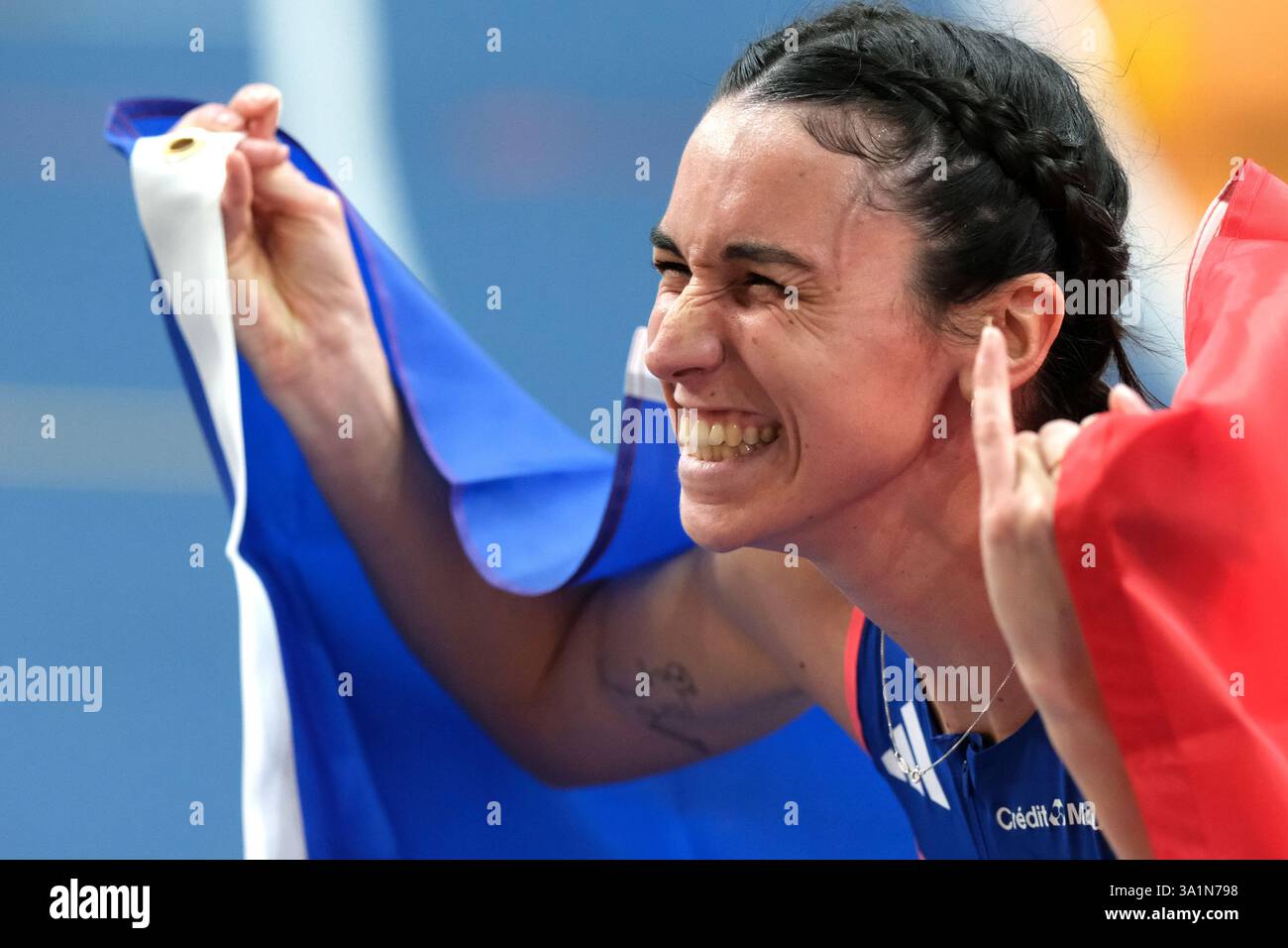 Second placed France's Clara Liberman celebrates after the Women's 800m ...