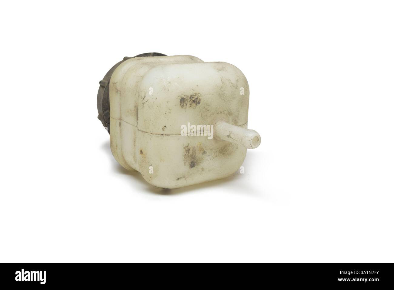 clutch fluid reservoir, pale white, short fitting. on white background ...