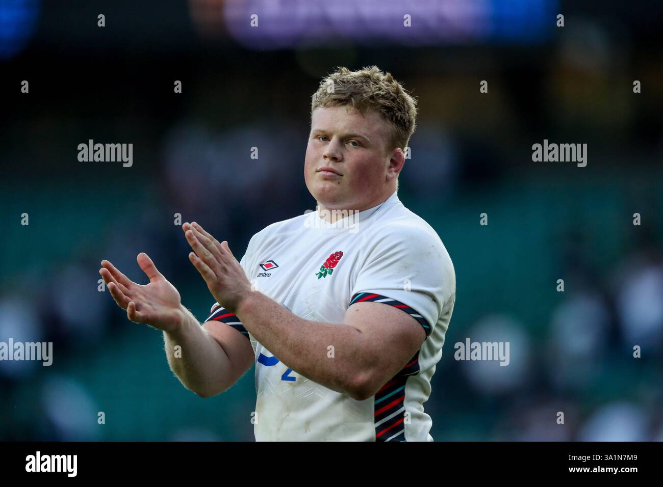 Fin Baxter of England acknowledges the fans after the teams victory ...