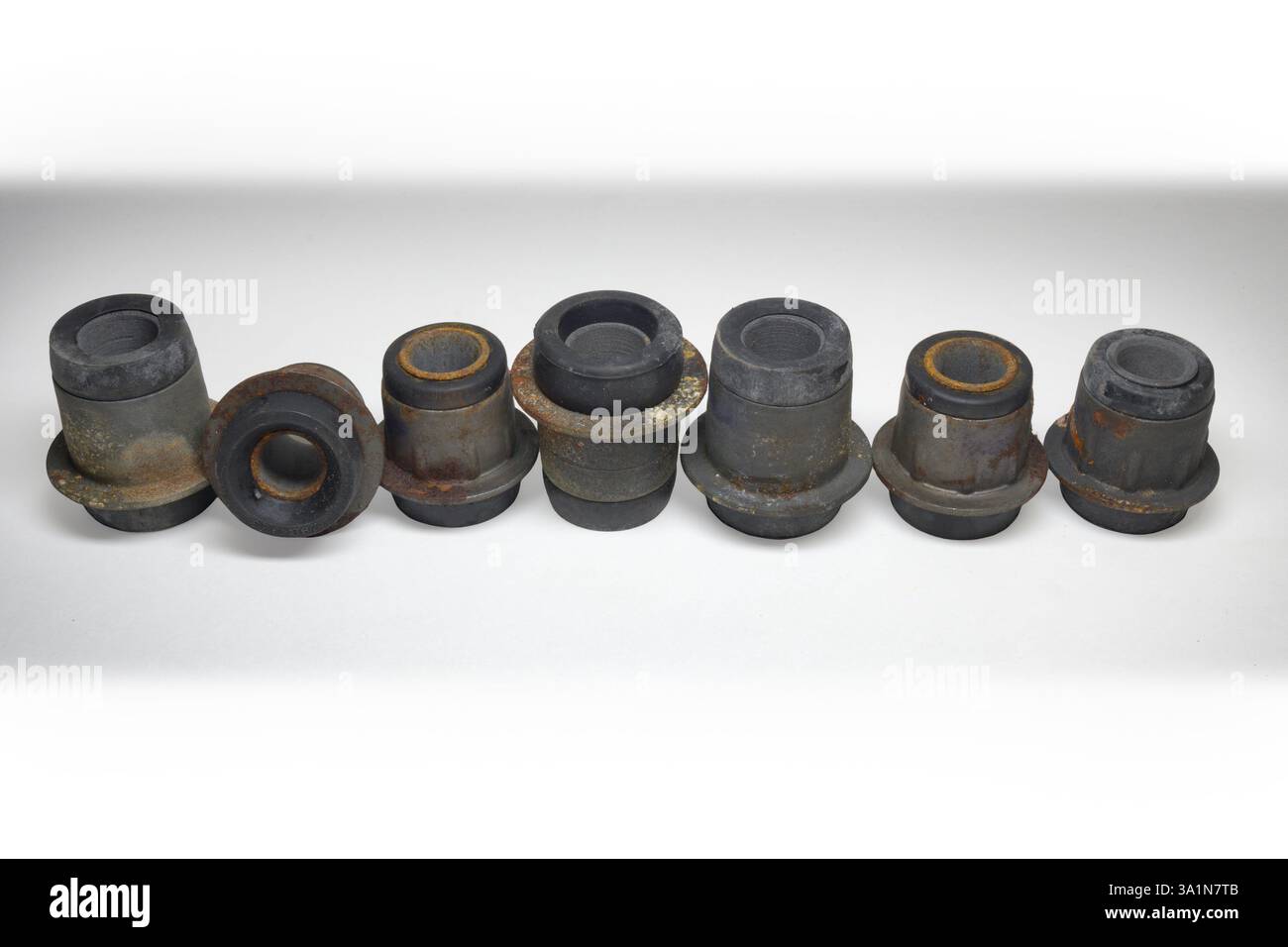 silent blocks of suspension levers, bushings, rubber inserts, set, worn ...