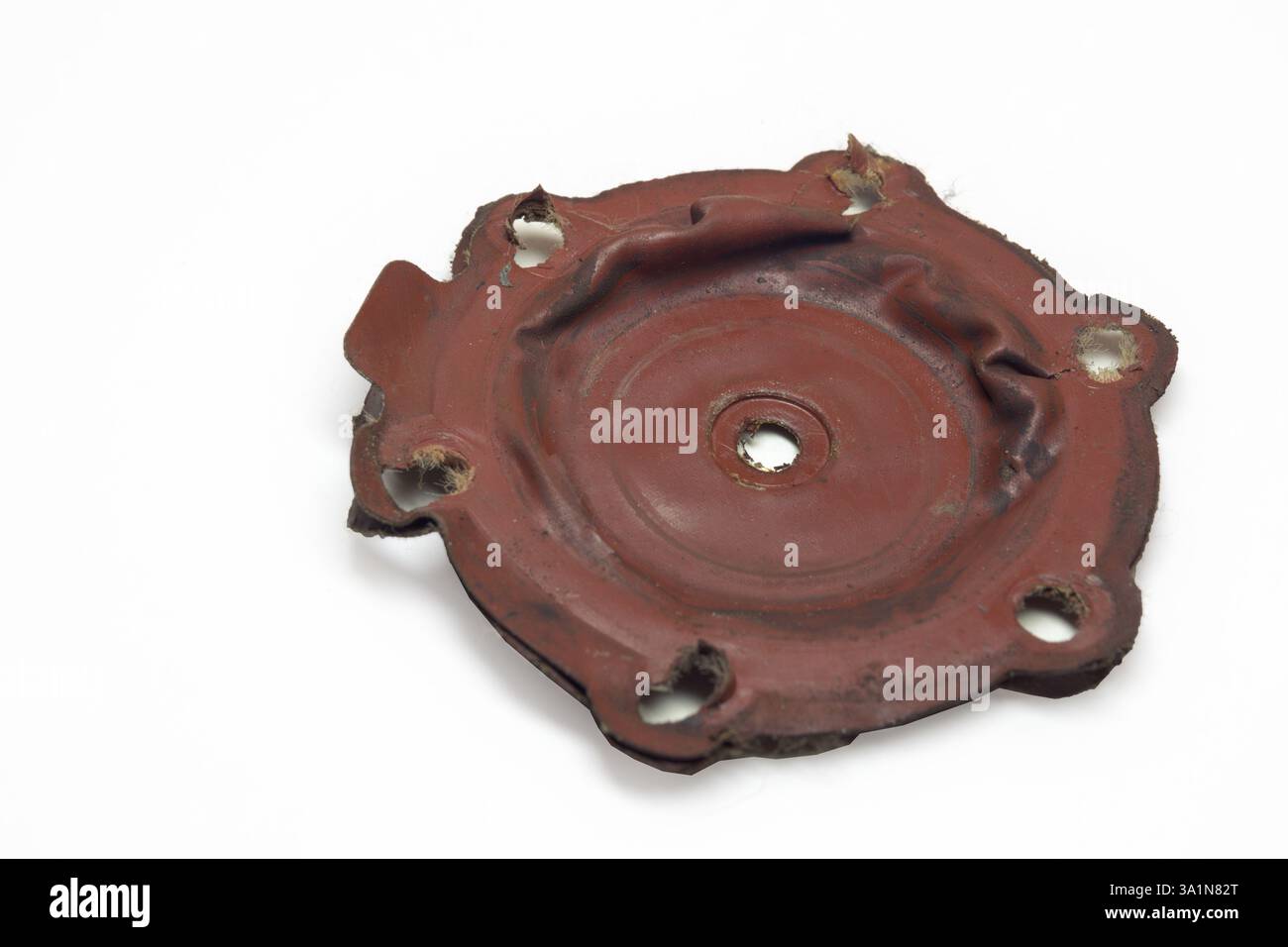 car fuel pump fuel diaphragm, of brown membrane fabric. old, worn Stock ...