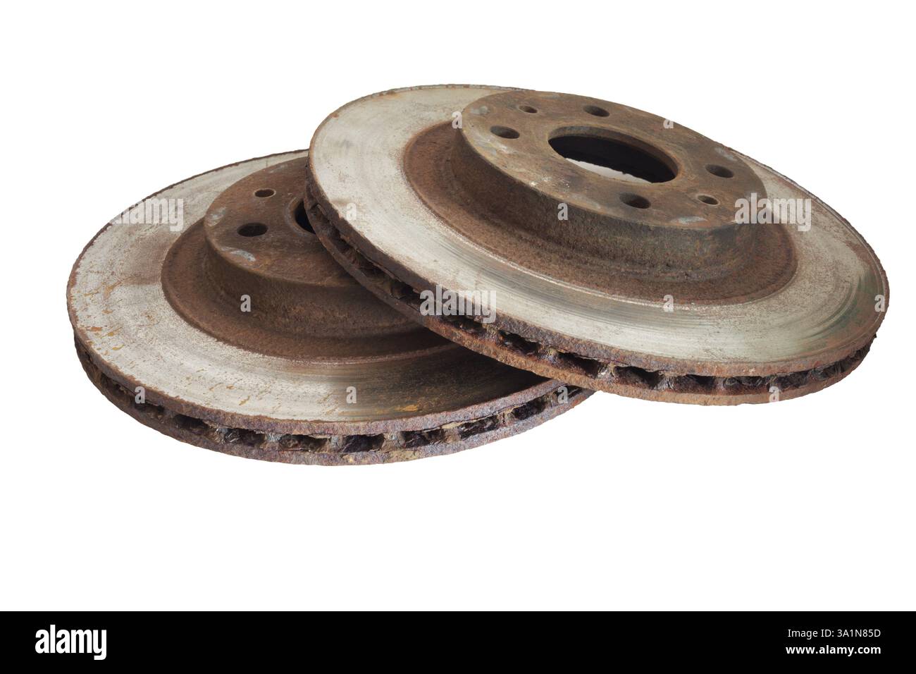 brake disks. pair of replaceable parts of car brake system. isolated on ...