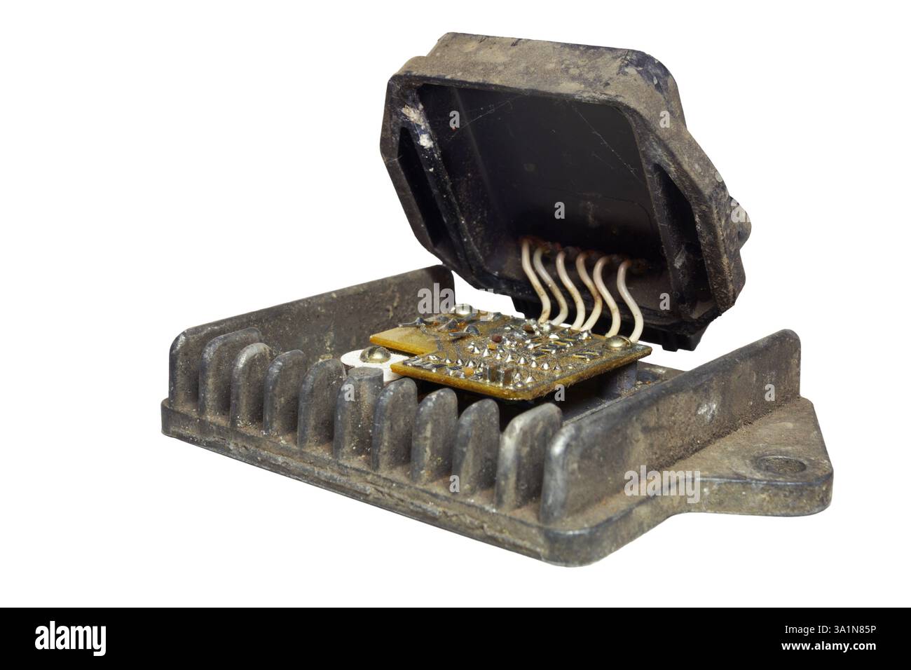 electronic ignition control module, shows electronic board, hidden ...