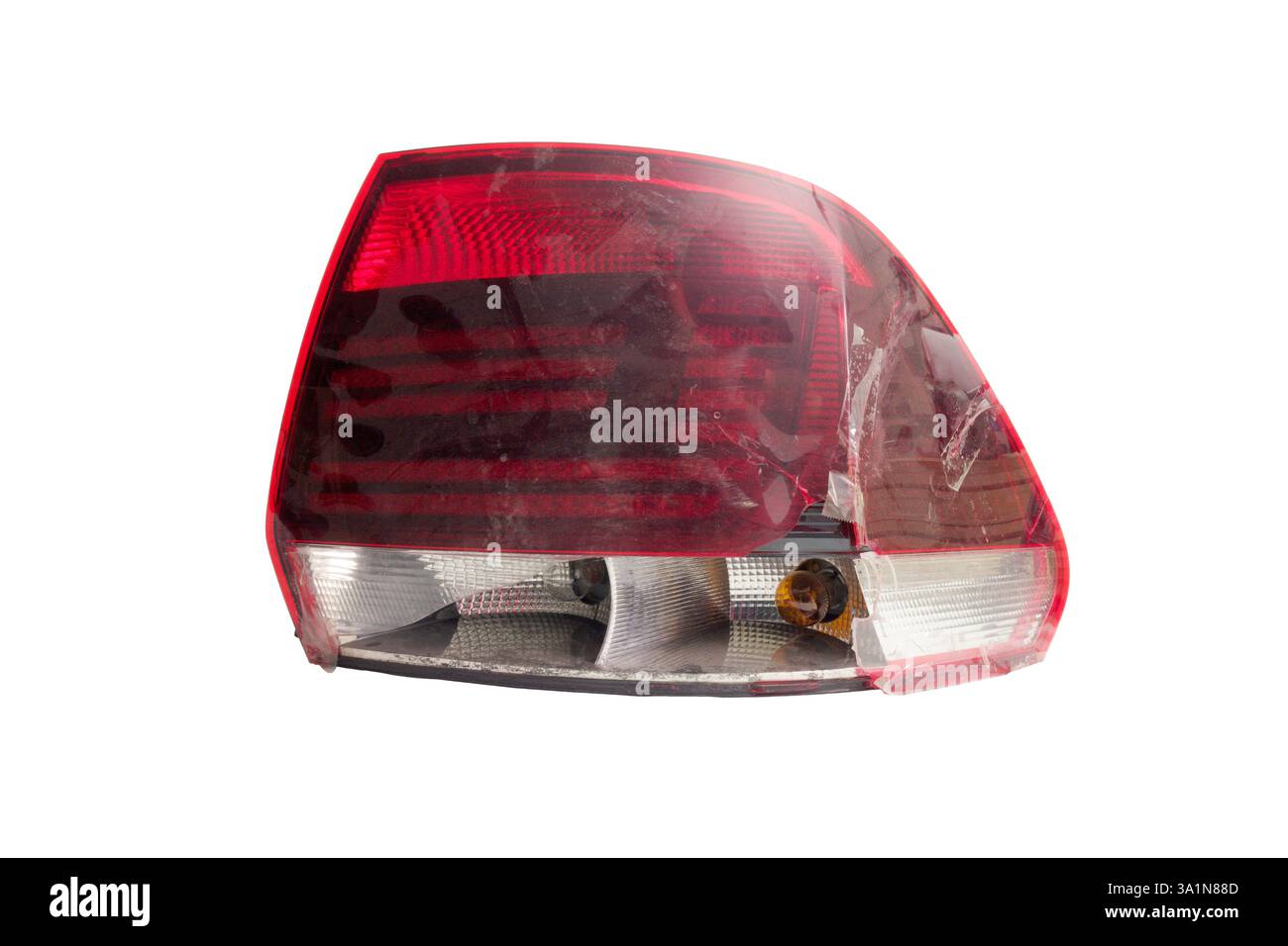 tail light of sedan body car. broken plastic lens, isolated on white ...