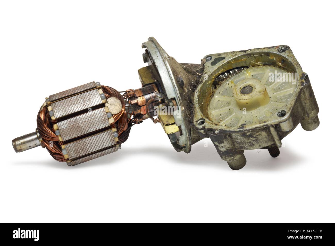 disassembled car windshield wipers permanent magnet DC motor. armature ...