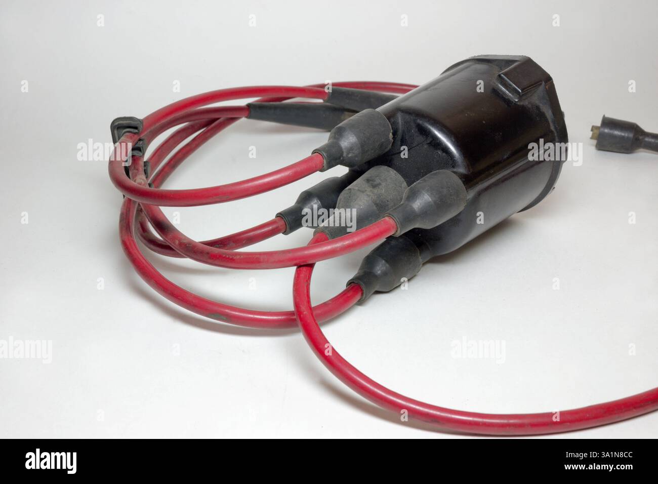 ignition cables, red, installed in the distributor cap Stock Photo - Alamy