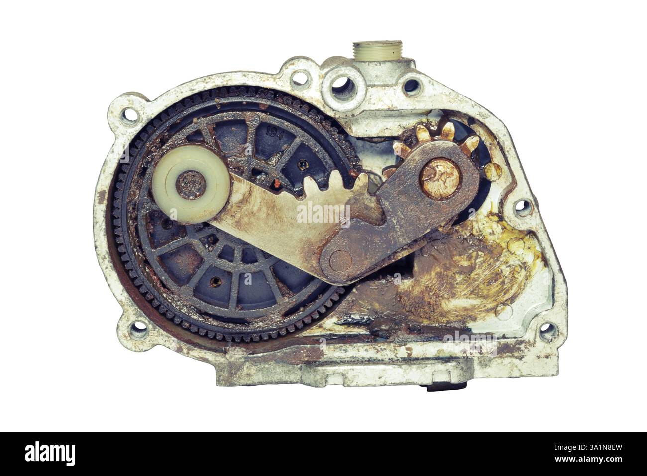 gear mechanism in metal housing. reciprocating motion gear of car rear ...