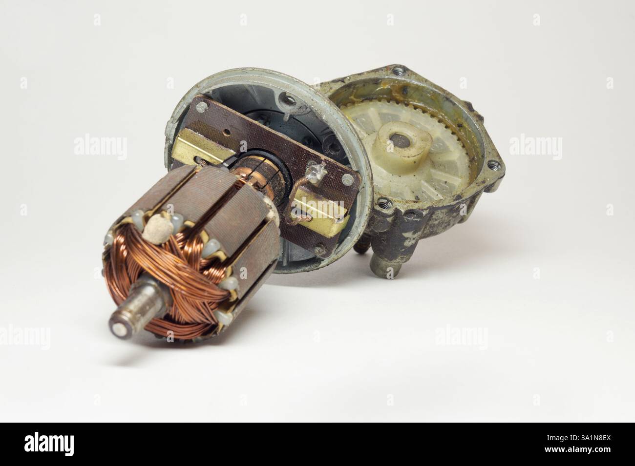 car windshield wipers motor, disassembled. carbon brushes holder ...