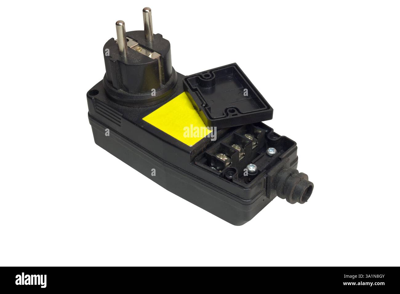 electric plug assembly with safety RCD protection. connecting block ...