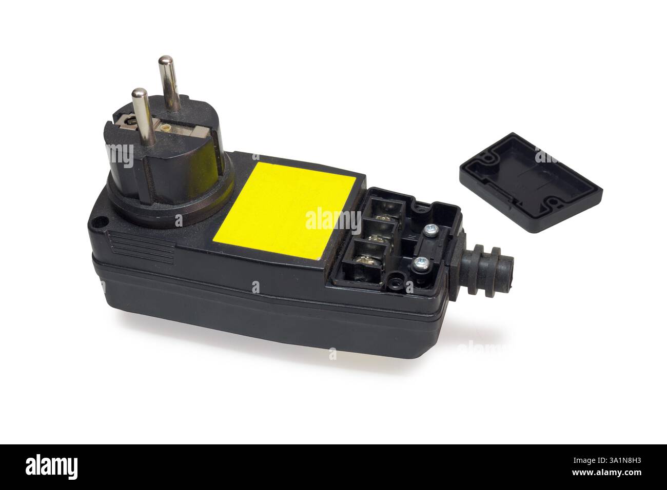 power plug with safety RCD protection assembly. block of connecting ...