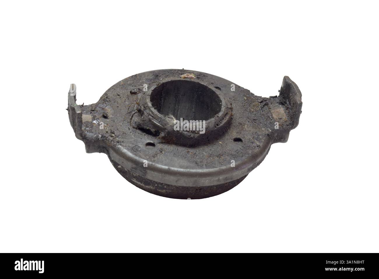 clutch release bearing, worn, back side. isolated on white background ...