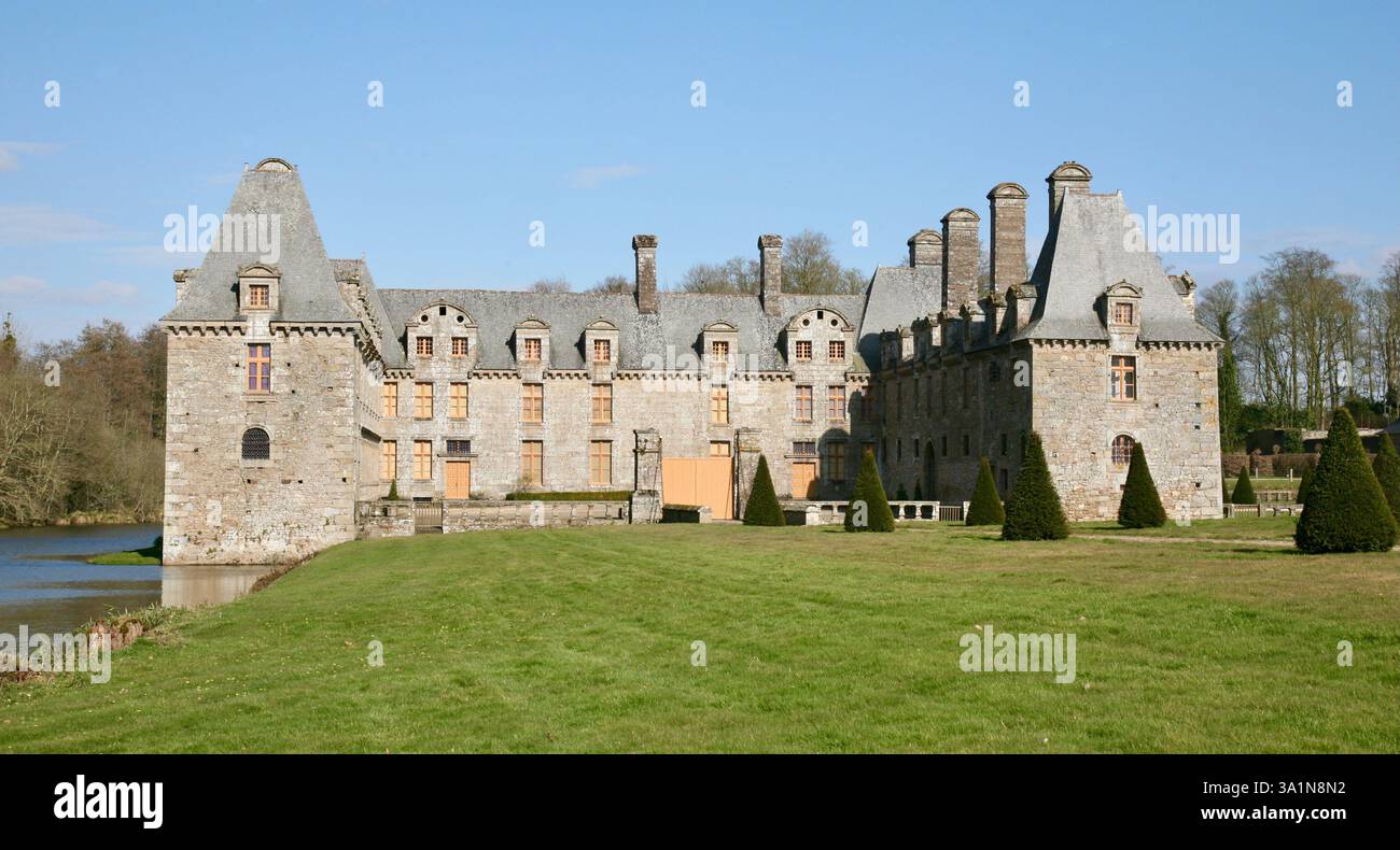 A view of Chateau Le Rocher Portail, at Saint-Brice-en-Cogles, in North ...