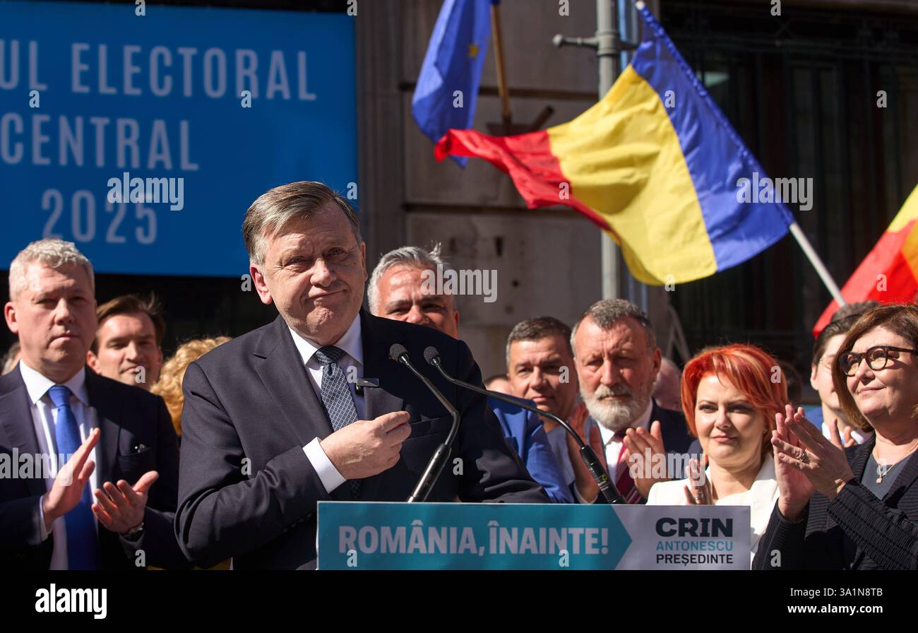 Bucharest, Romania. 9th Mar, 2025: Crin Antonescu, pro-European parties ...