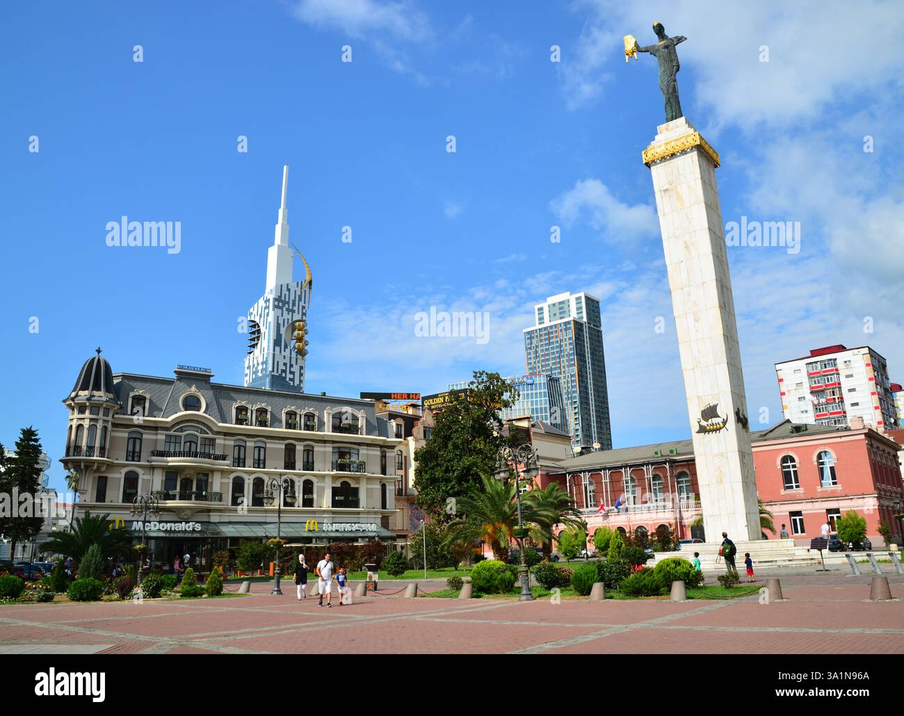 A view of the Statue of Princess Medea in Europe Square in Batumi ...