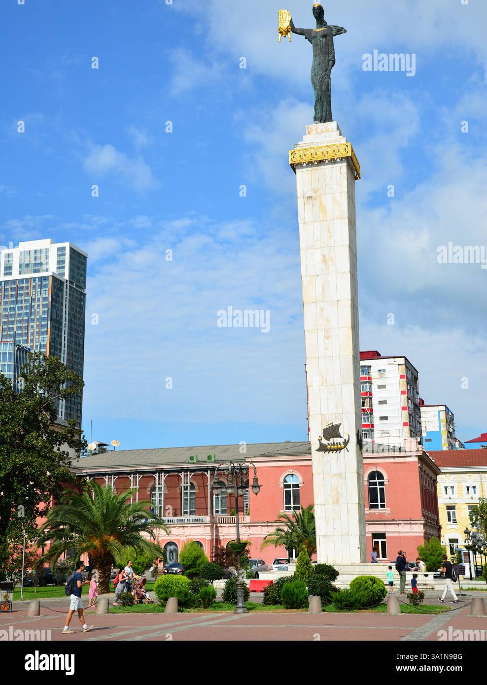 A view of the Statue of Princess Medea in Europe Square in Batumi ...