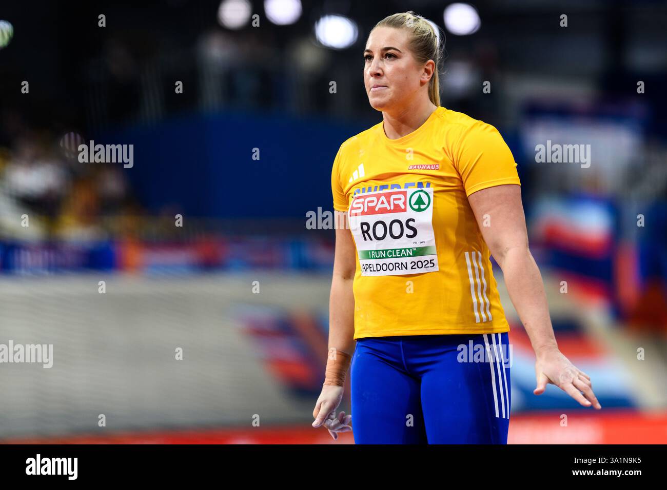Fanny Roos of, Sweden. , . competes in women's shot put final during ...