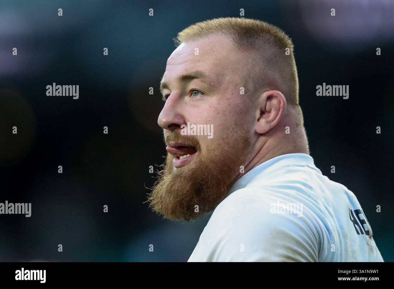 Joe Heyes looks on during the 2025 Guinness 6 Nations match England vs ...