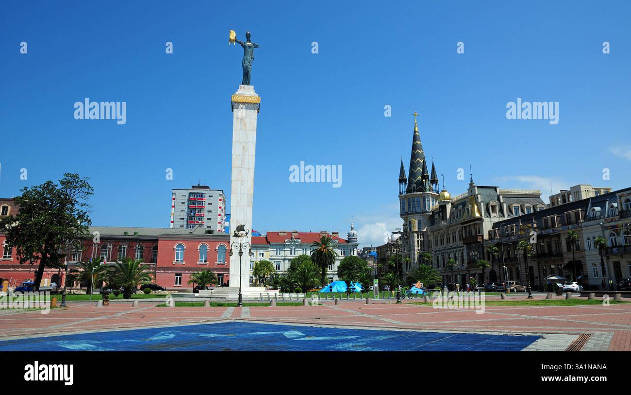 A view of the Statue of Princess Medea in Europe Square in Batumi ...