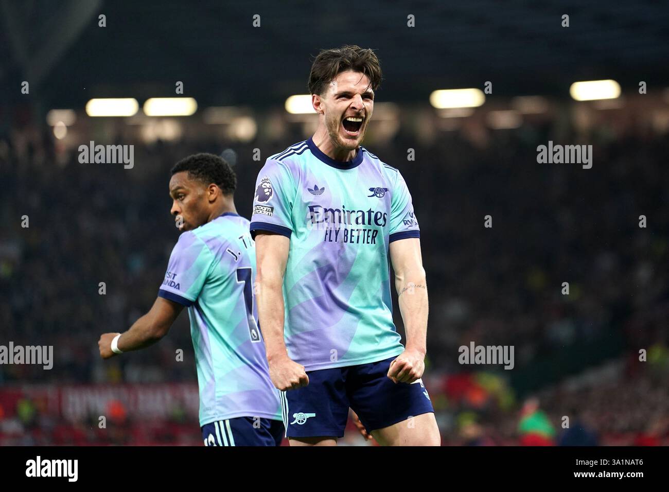 Arsenal's Declan Rice celebrates scoring their side's first goal of the ...