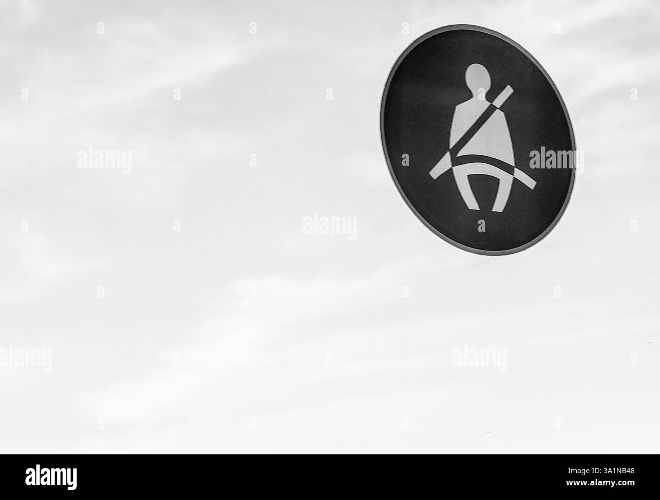 Buckle Up – Round Safety Sticker on Bus Window Stock Photo - Alamy