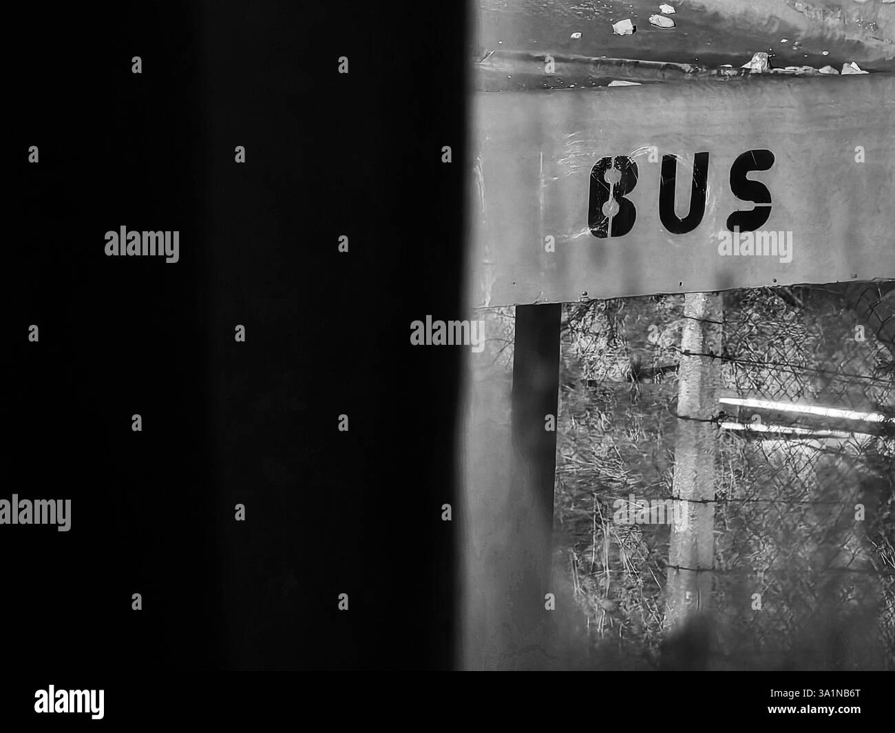 BUS Stop – Minimalist Black Lettering in Urban Space Stock Photo - Alamy