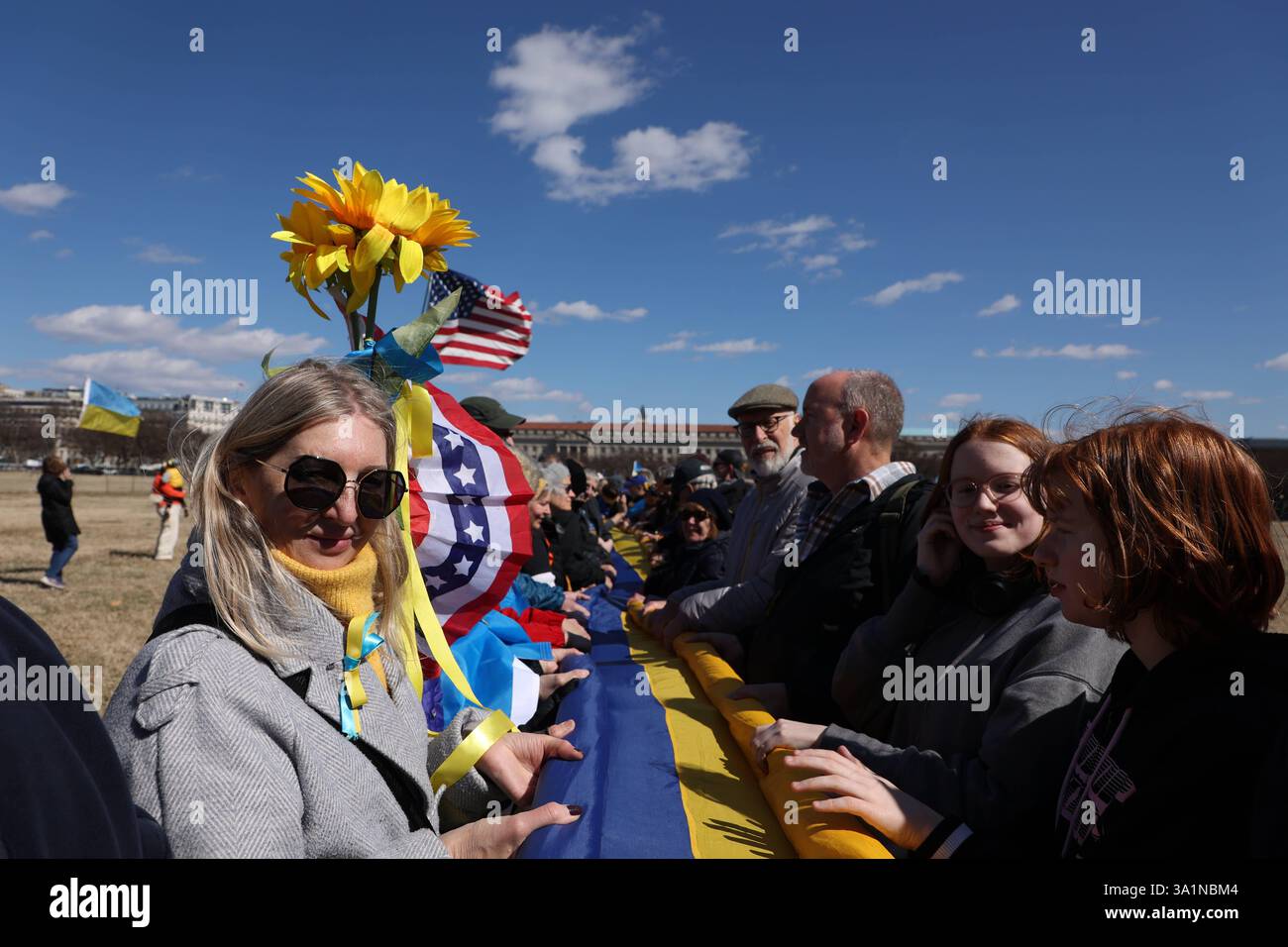 Protest in support of Ukraine in Washington, USA Demonstrators open a ...