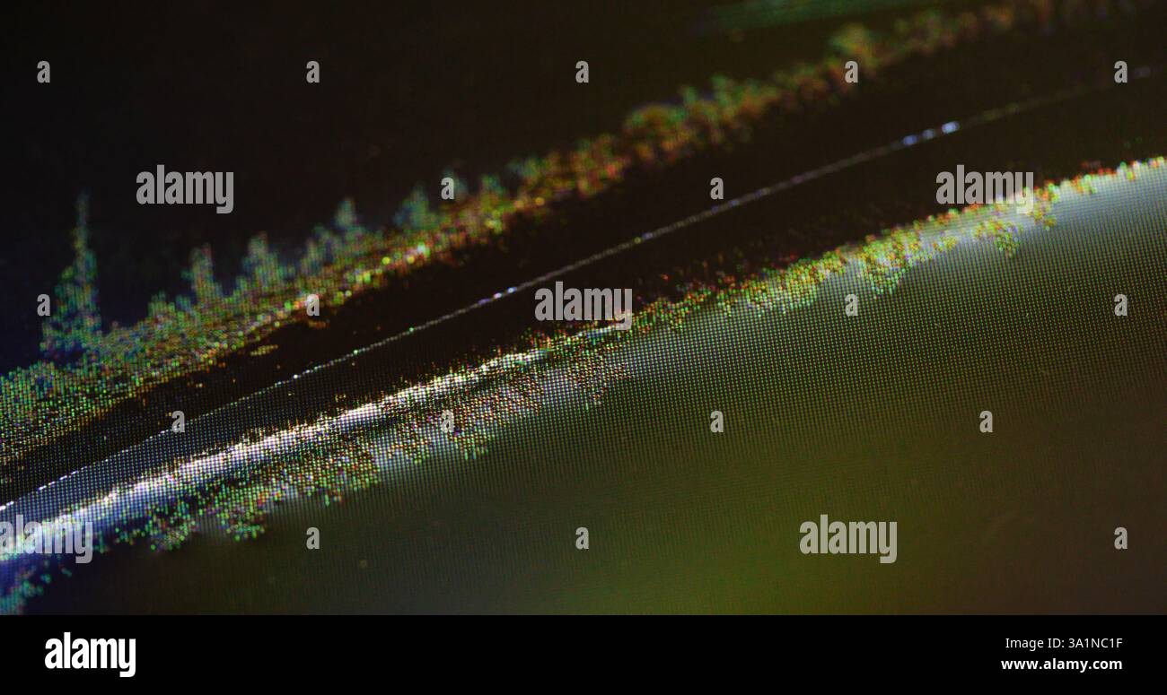 Broken screen texture. Distortion noise. Defocused yellow blue color ...