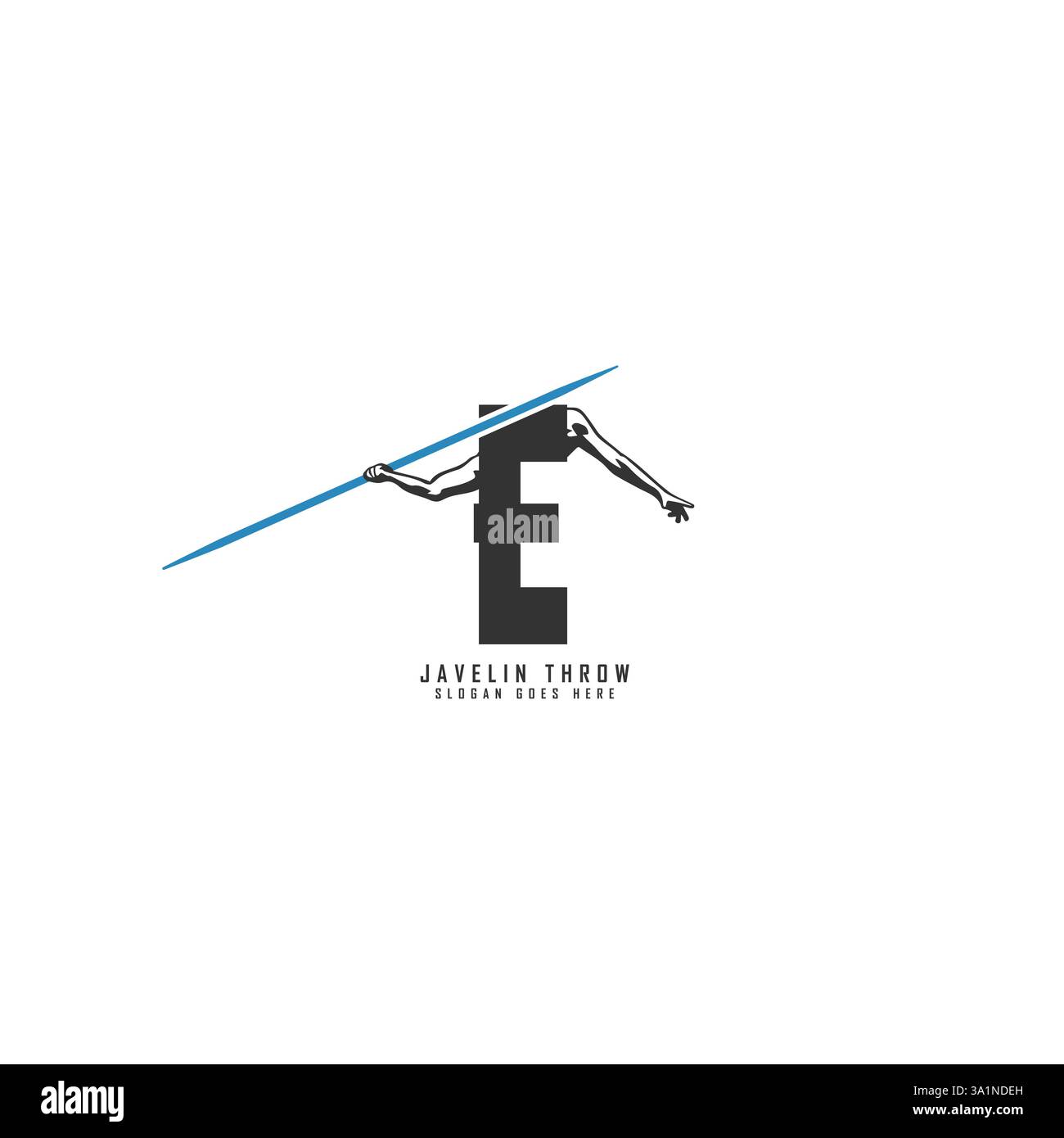 Letter E Athlete Javelin logo. Alphabet E Javelin Thrower Design Icon ...