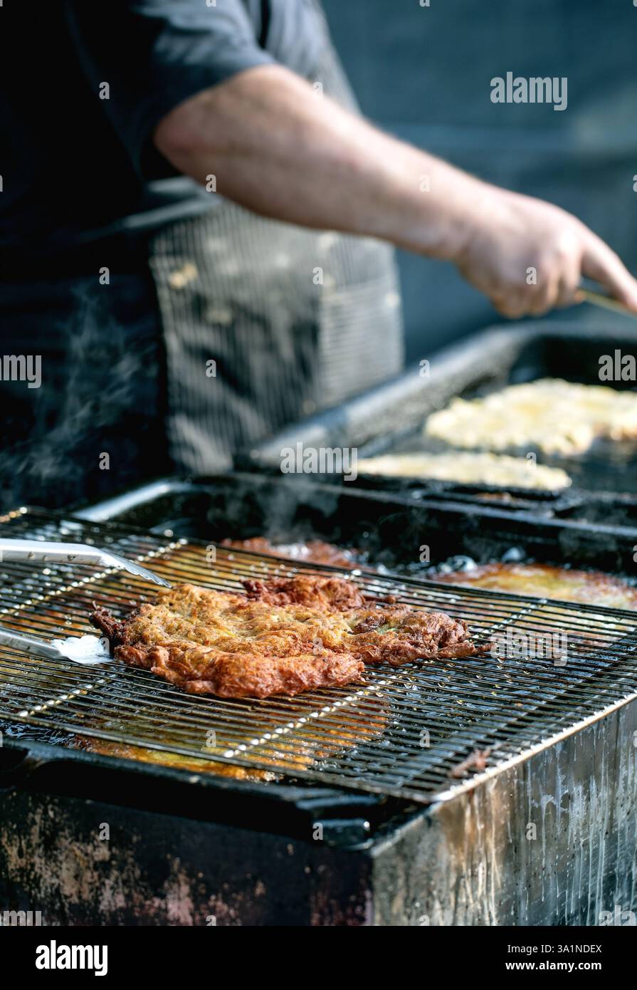 Street food festival in Europe. Traditional Hungarian fast food dish ...