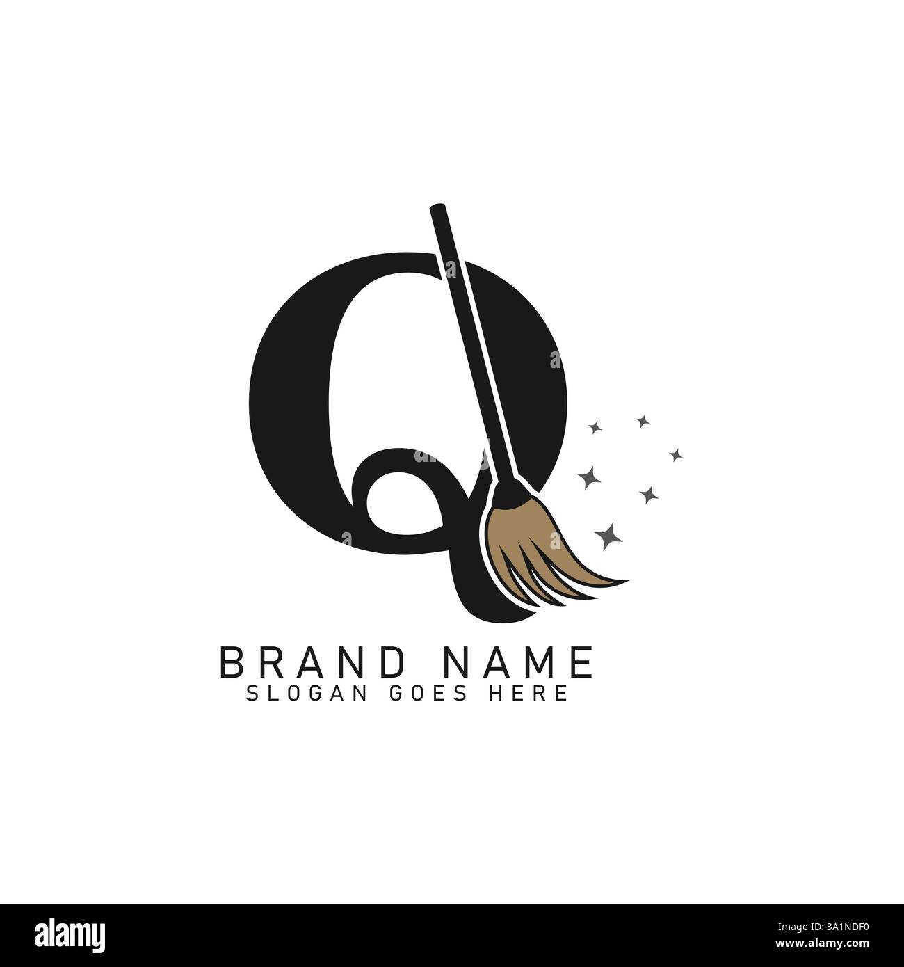 Letter Q House Cleaning Broom Logo. Alphabet Q Cleaning Brush Icon ...