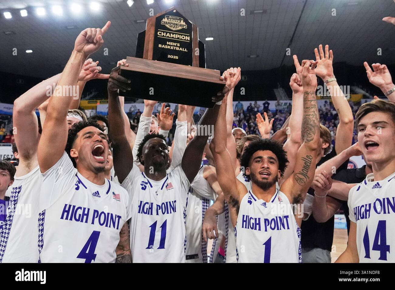 High Point players celebrate after winning the Big South Championship ...