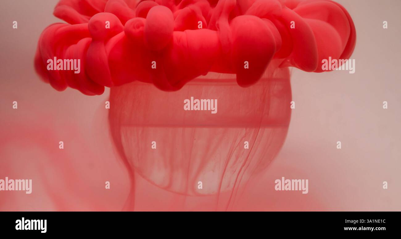 Fog ink. Orb shape. Defocused red color smoke texture wet splash ...