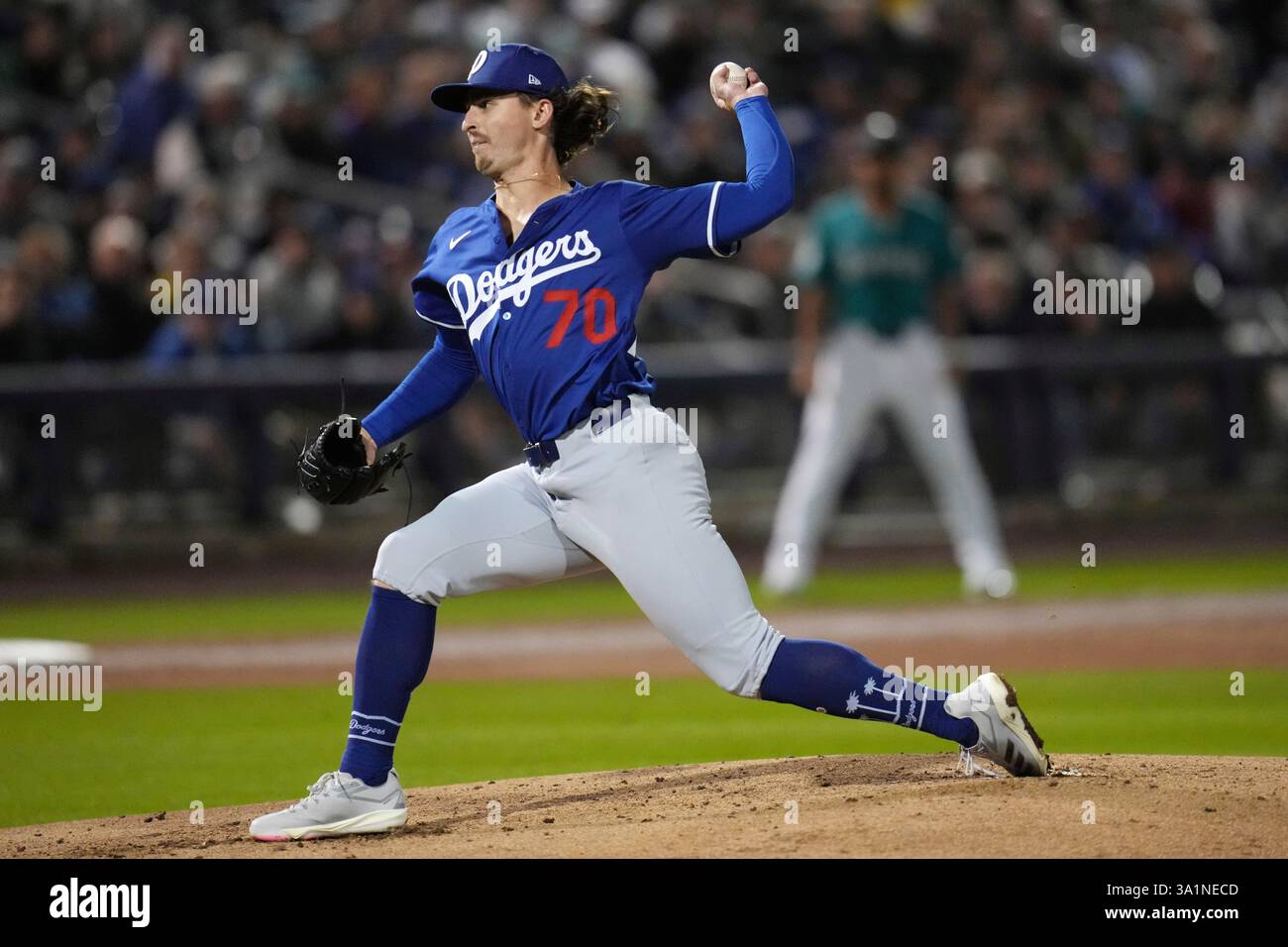 Los Angeles Dodgers starting pitcher Justin Wrobleski throws against ...