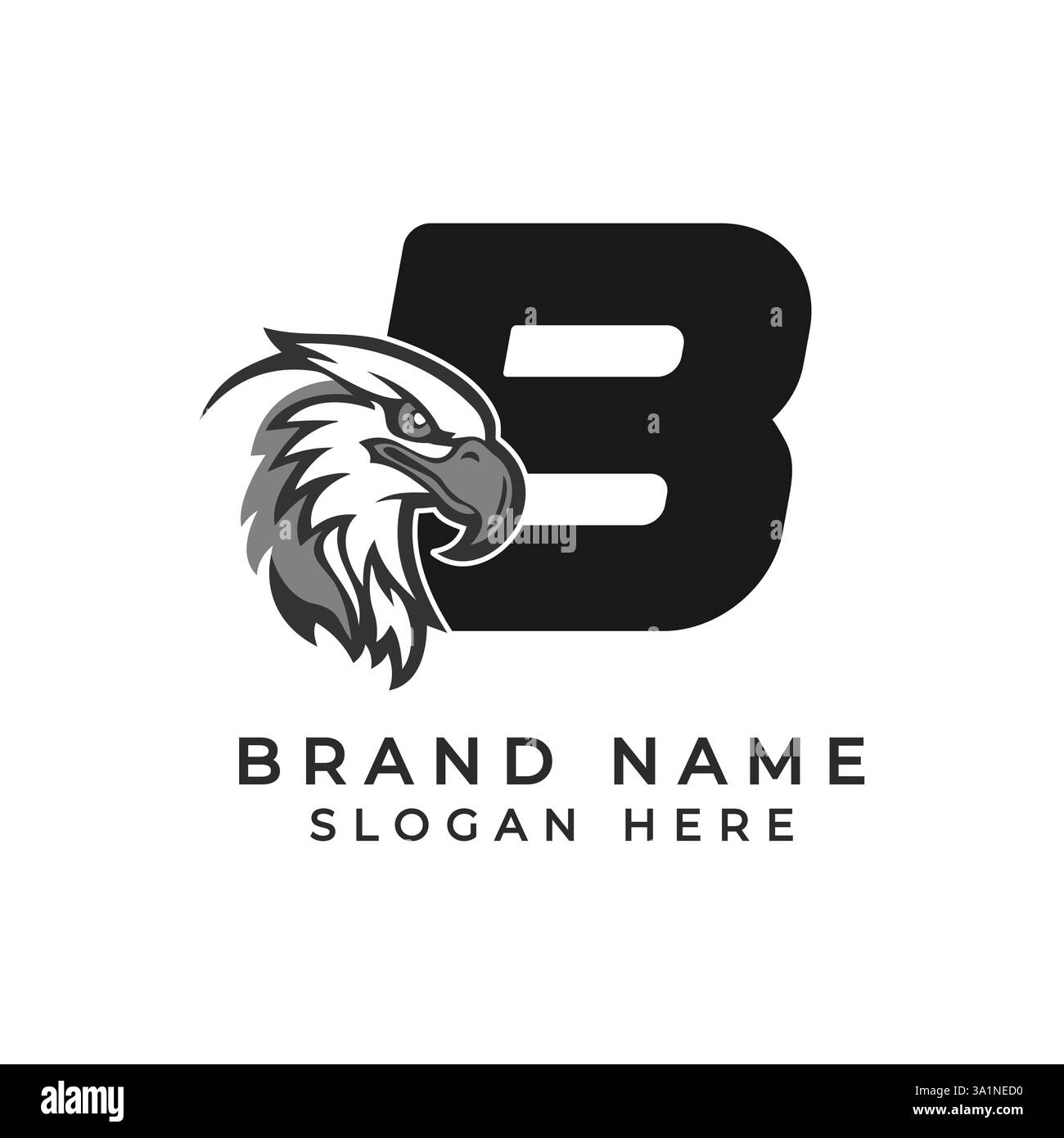 Letter B Logo Concept with Eagle face. Alphabet B Falcon Icon Stock ...