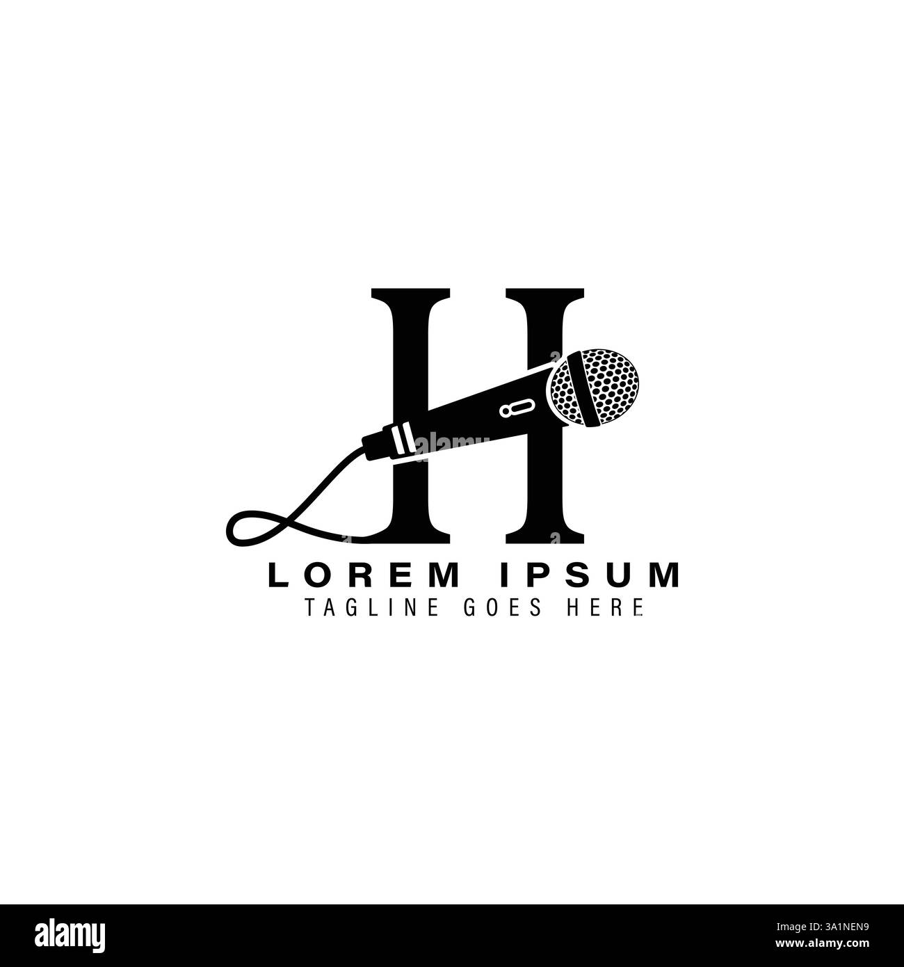 Letter H with Microphone Logo Design. Alphabet H Mic Vector Icon Stock ...