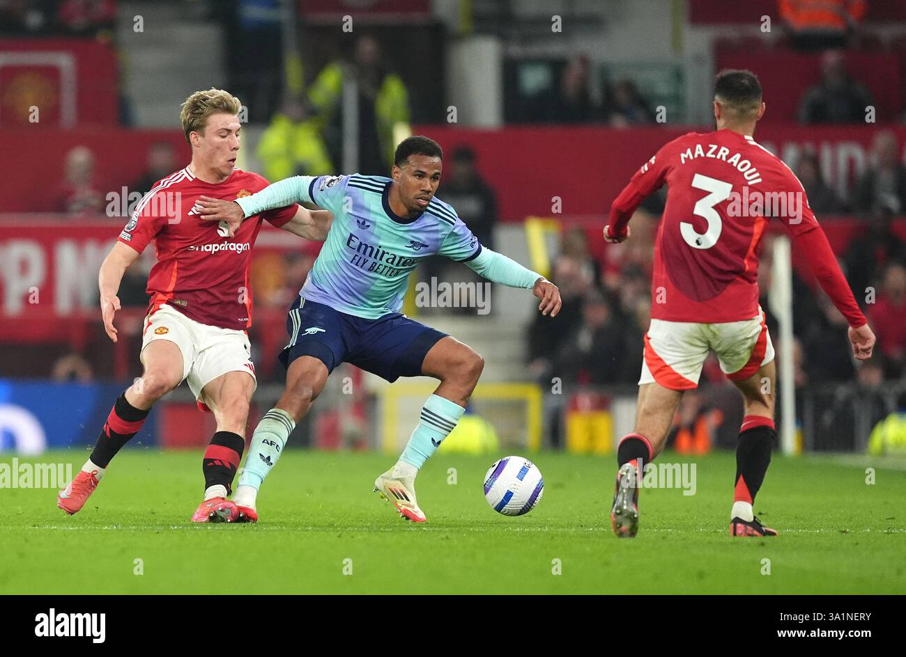 Arsenal's Gabriel (centre) in action during the Premier League match at ...