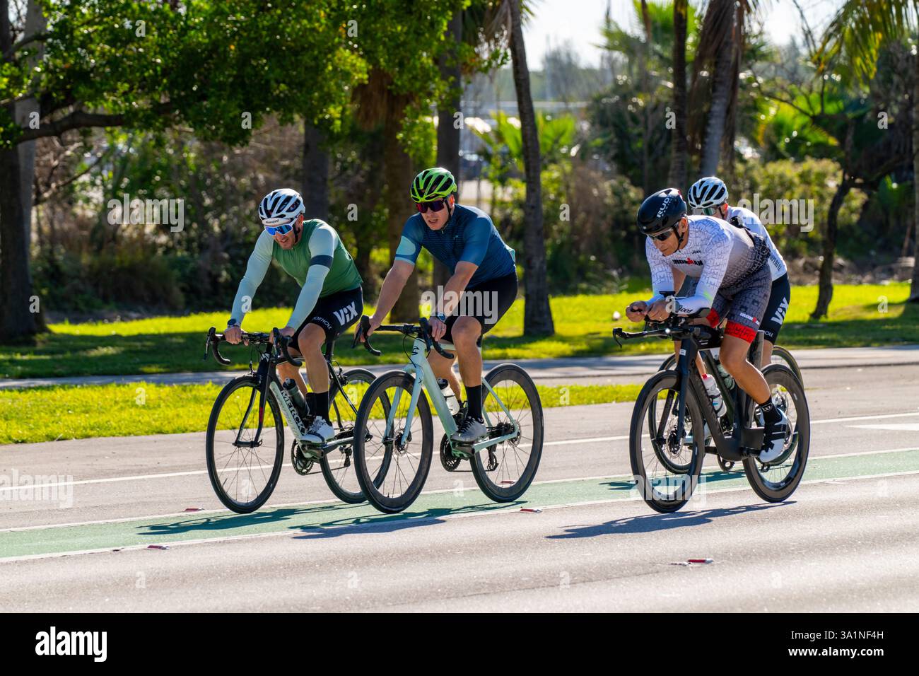 Key Biscayne Miami, FL, USA - March 8, 2025: Safety bike lanes on Key Biscayne Miami Stock Photo ...