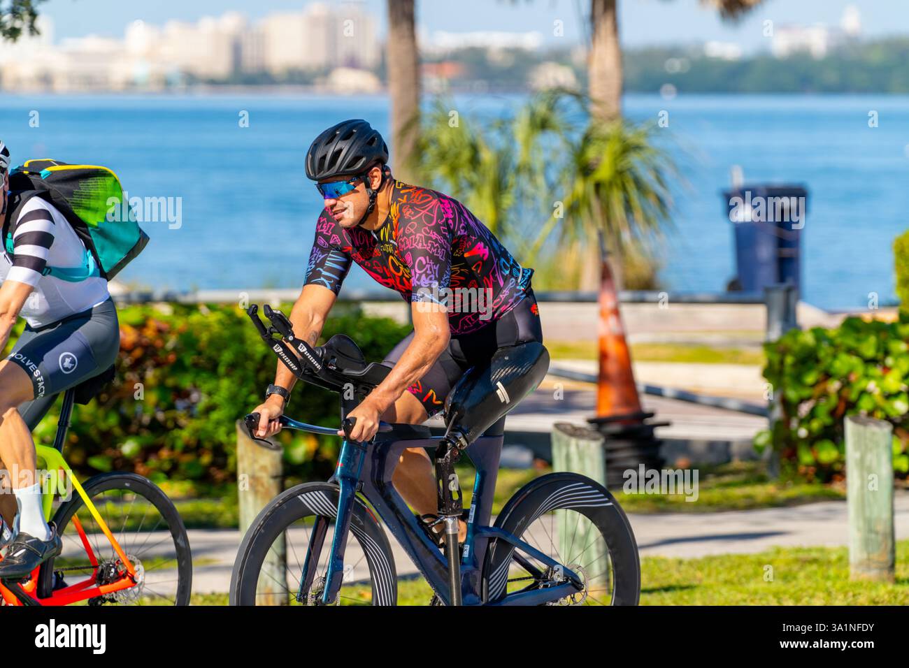 Key Biscayne Miami, FL, USA - March 8, 2025: Man with prosthetic leg ...