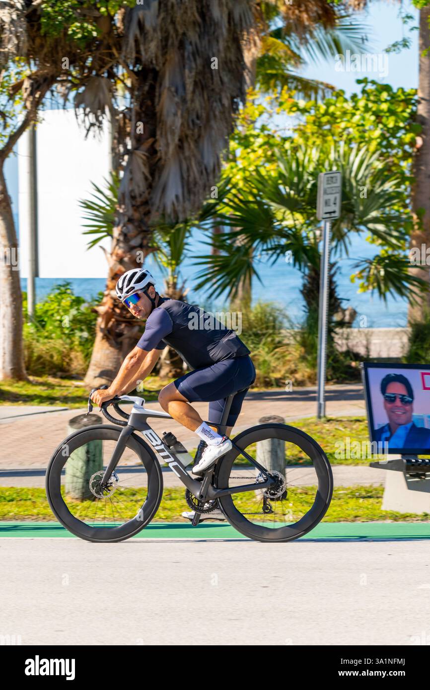 Key Biscayne Miami, FL, USA - March 8, 2025: Road cyclist in Miami ...